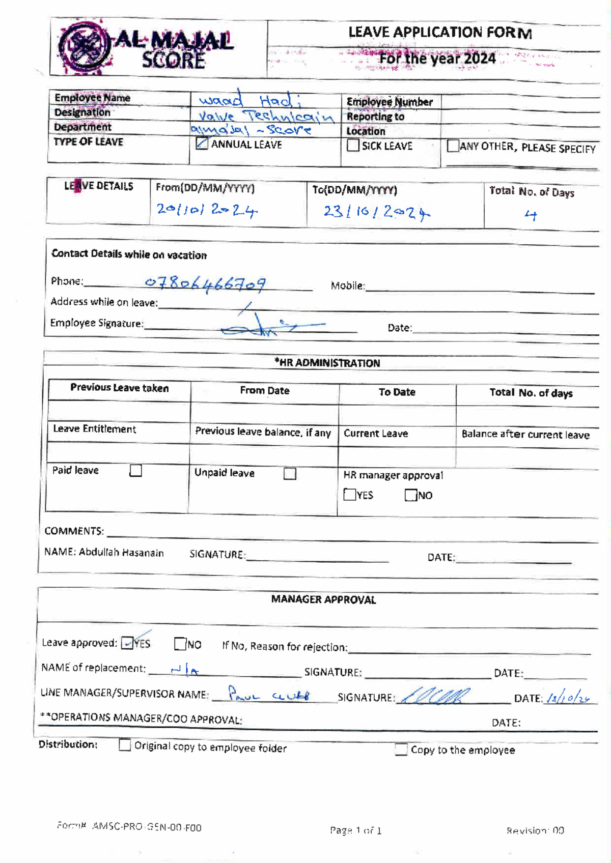 Waad Ahmed Ali - nothing - LEAVE APPLICATIOII¡ TOR M ¡- ç- *ll-j rr ìù ...