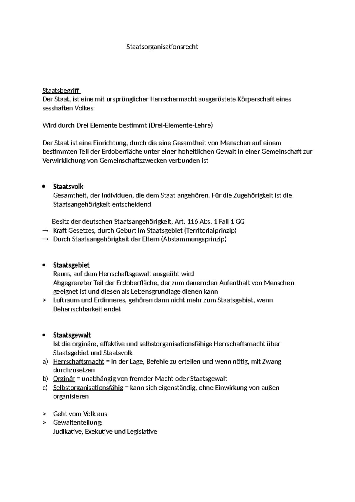 Staatsrecht I - wintersemester - Staatsorganisationsrecht Staatsbegriff ...