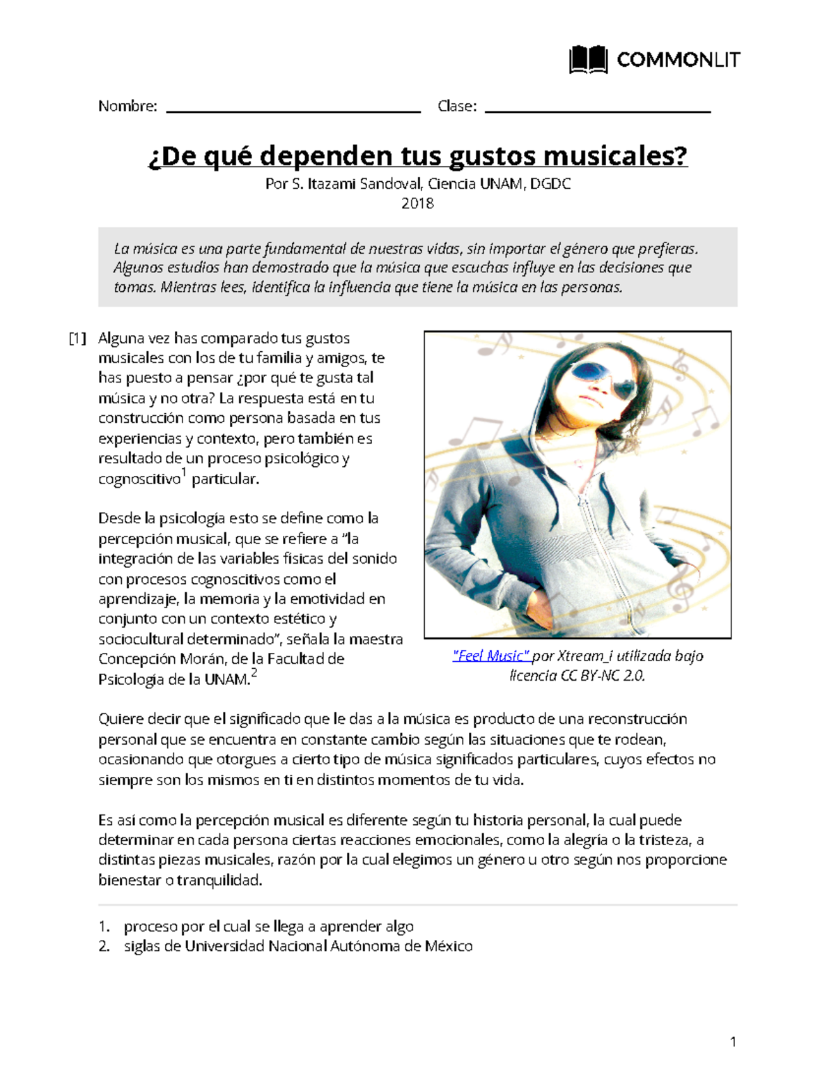 ¿De qué dependen tus gustos musicales -teacher-14 - Nombre: Clase ...