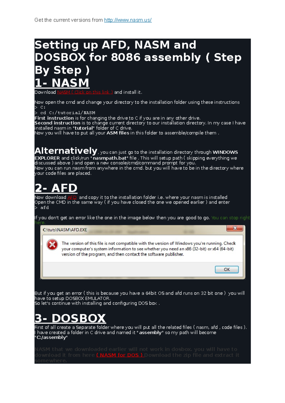 Procedurestoinstallandrunnasm Get The Current Versions From Nasm