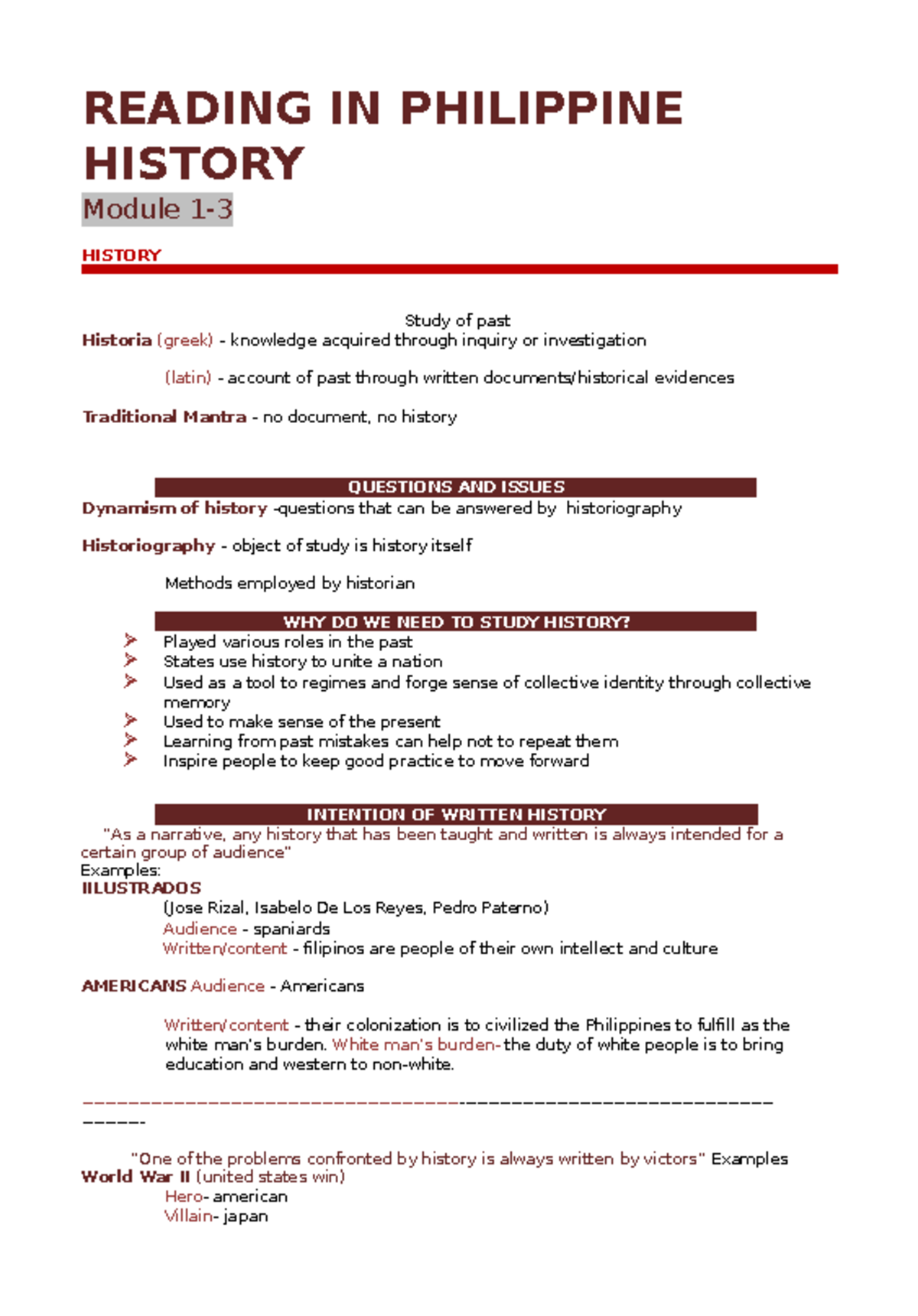 Reading IN Philippine History - READING IN PHILIPPINE HISTORY Module 1 ...