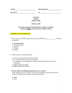 EXAM 1 FORM B KEY - exam key - NAME ...