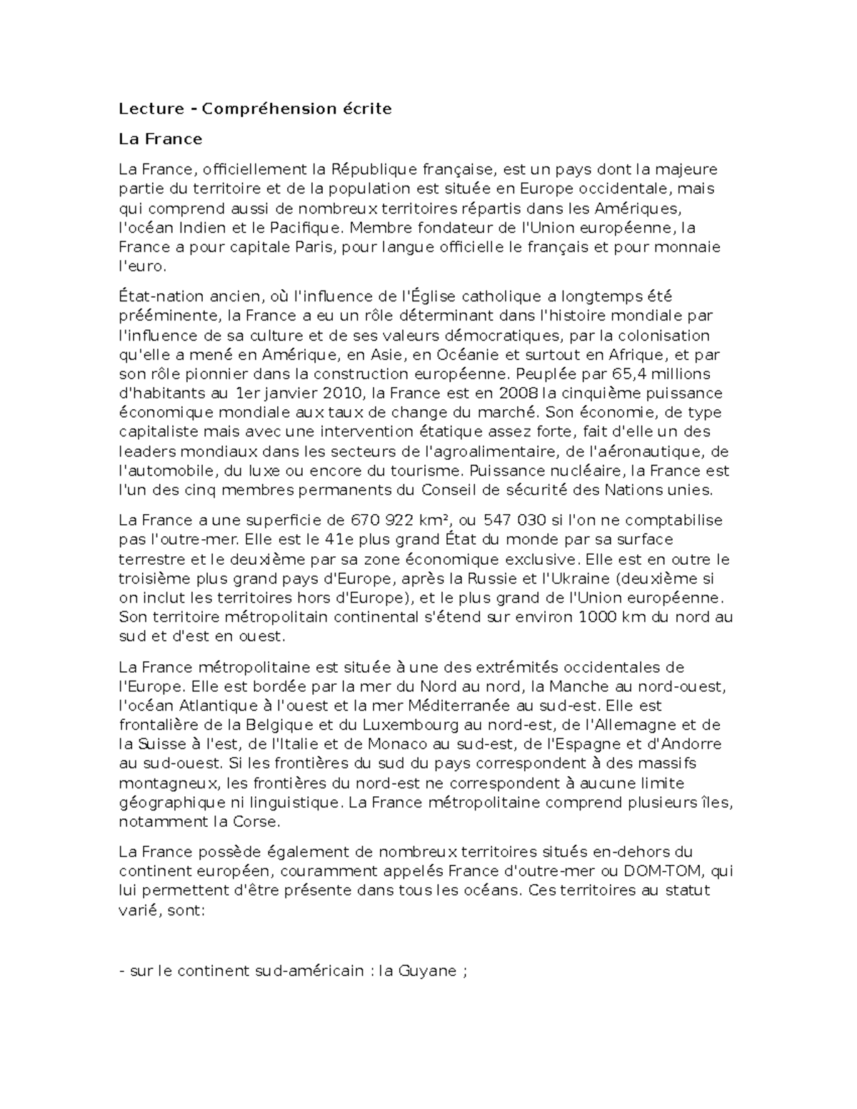 Lecture 2 et 3 - eflwjsnfkjsnlm - Lecture - Compréhension écrite La ...