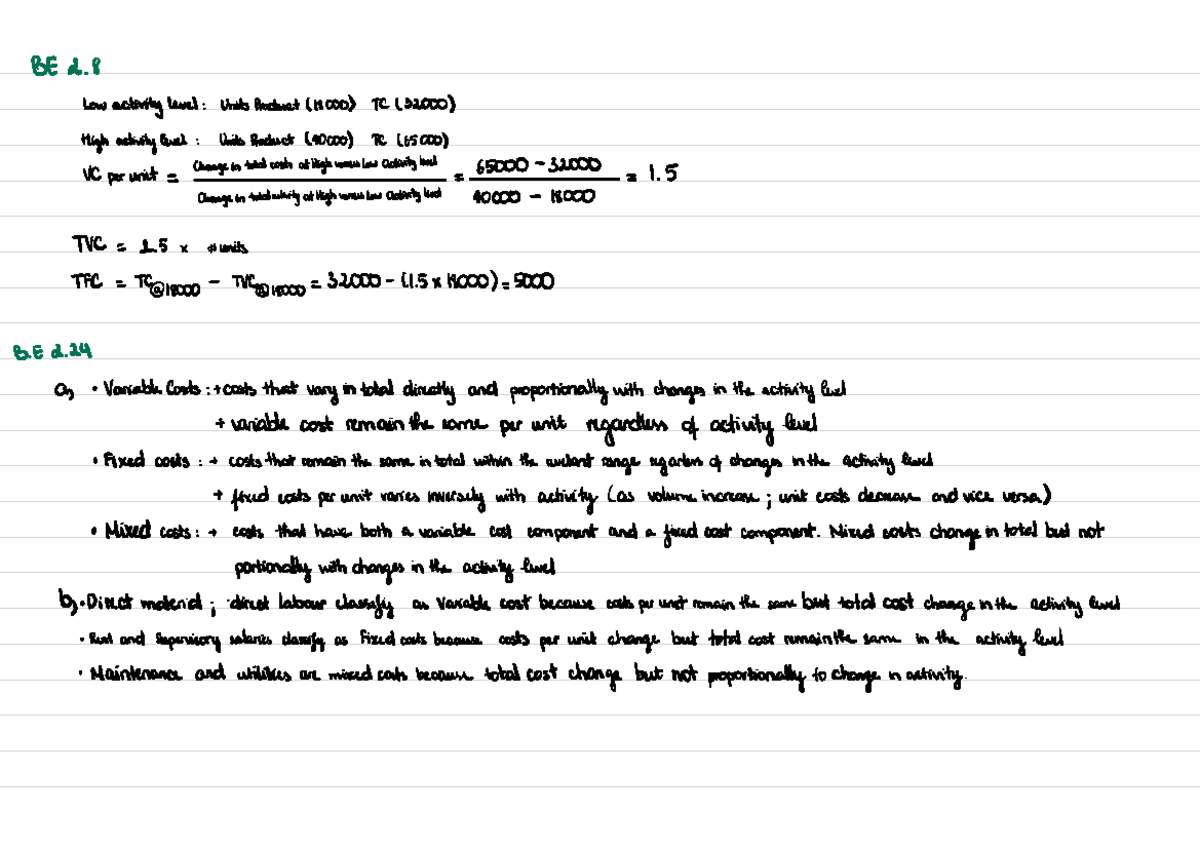 254 Note - Hw 1 Chapter 2 Bus 254 ans - BE d. 8 Low activity level ...