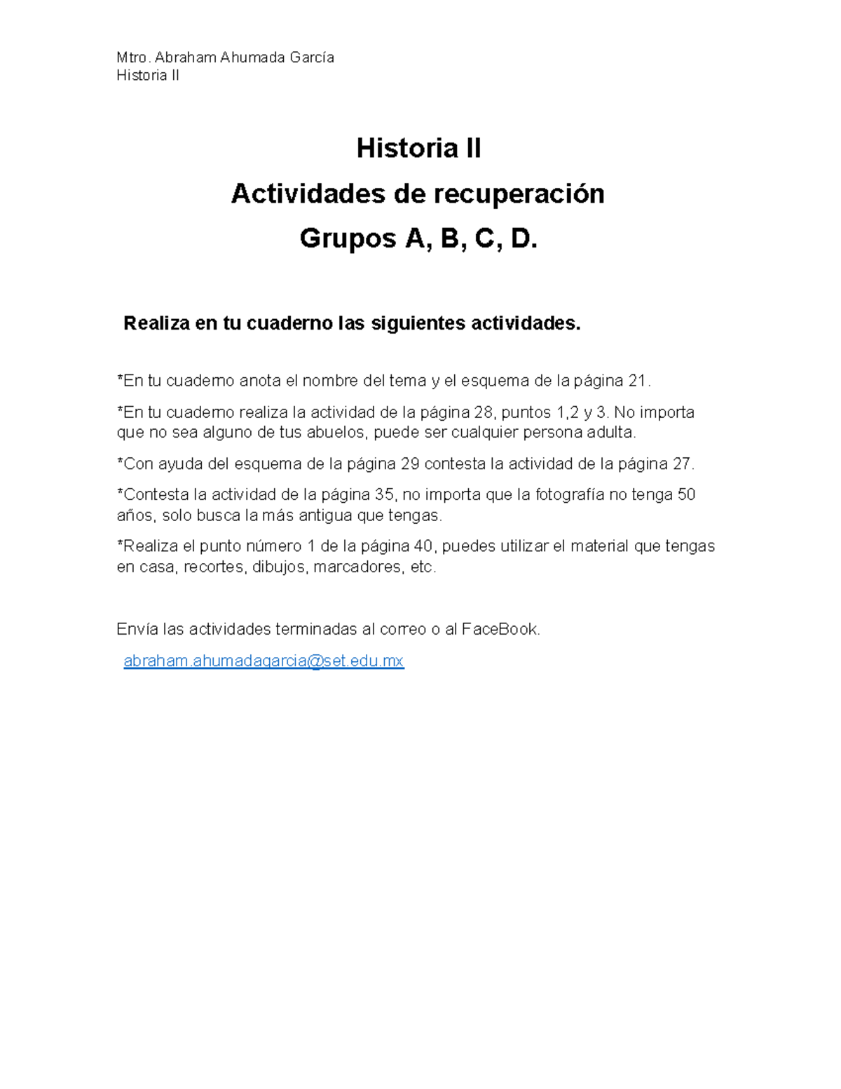 Historia 2° A,B,C,D - sirve para repasar actividades - Mtro. Abraham ...