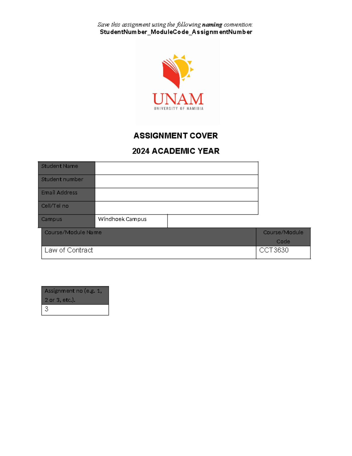 CCT3630-Assignment 3 LAW OF Contract 2024 - Save this assignment using ...