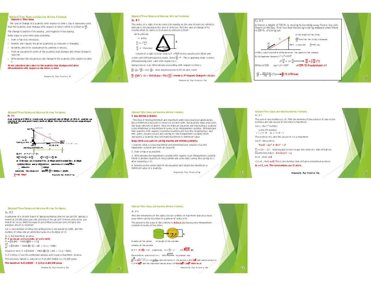 Math137 jkoonhokkkkkk - A/Time Rates and Maxima Minima Problems Related ...
