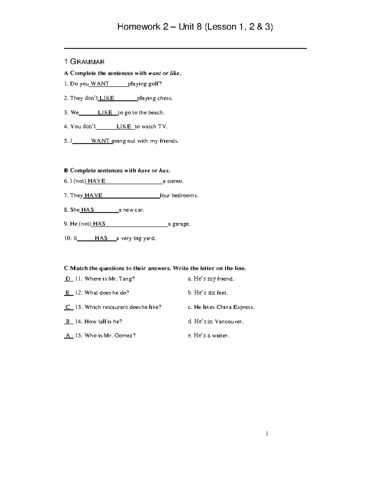 Homework 2 - unit 8 - tarea - Homework 2 – Unit 8 (Lesson 1, 2 & 3) 1 ...