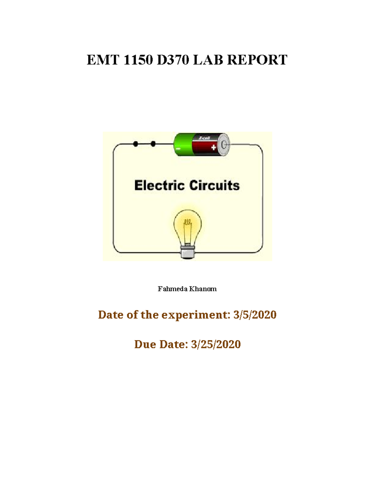 EMT 1150 Electric circuit lab 6 - EMT 1150 D370 LAB REPORT Fahmeda ...