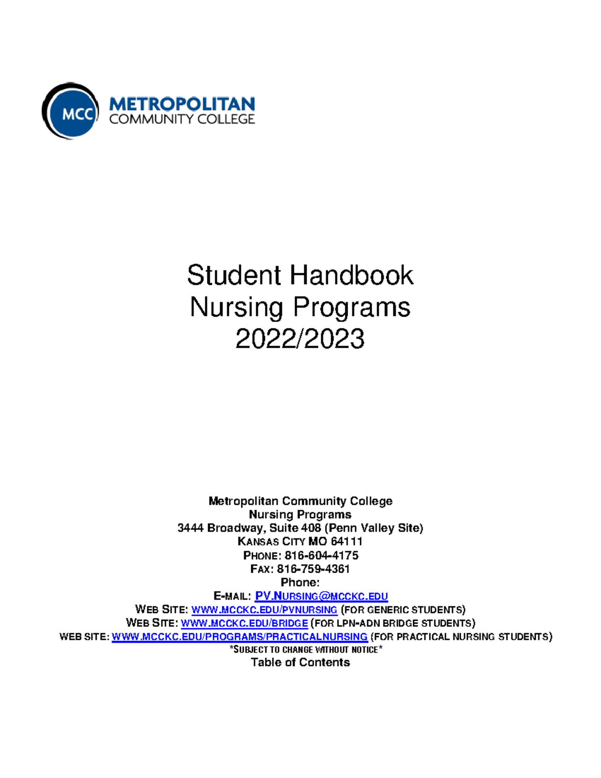 Nursing Student Handbook - Student Handbook Nursing Programs 2022 ...