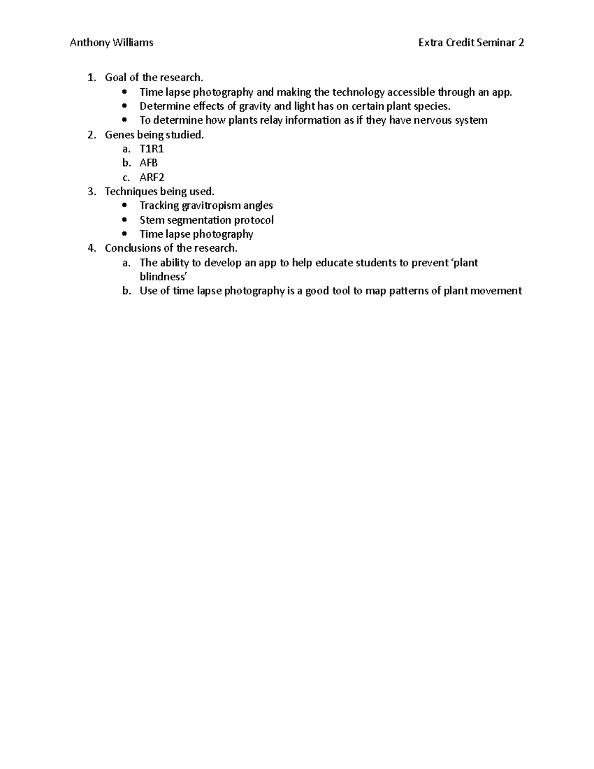 Genetics Extra Credit 2 - Anthony Williams Extra Credit Seminar 2 Goal ...