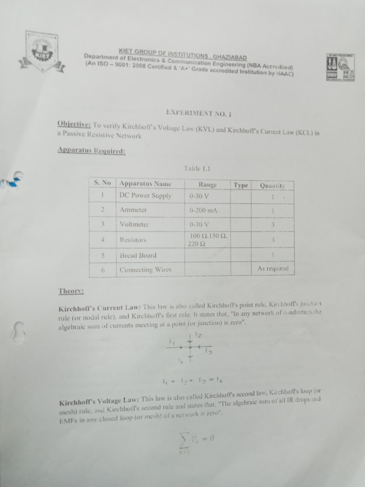 NAS exp1 - Lab Manual - Department (An ISO 9001: of Electronics ...