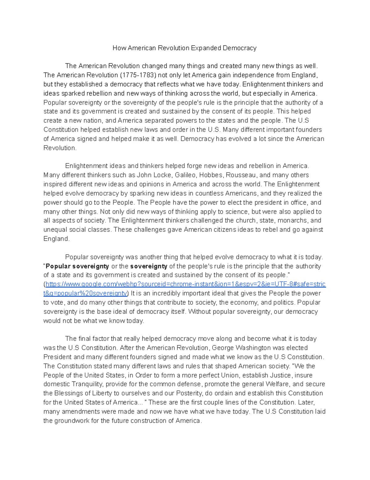 How American Revolution Expanded Democracy - Google Docs - How American ...