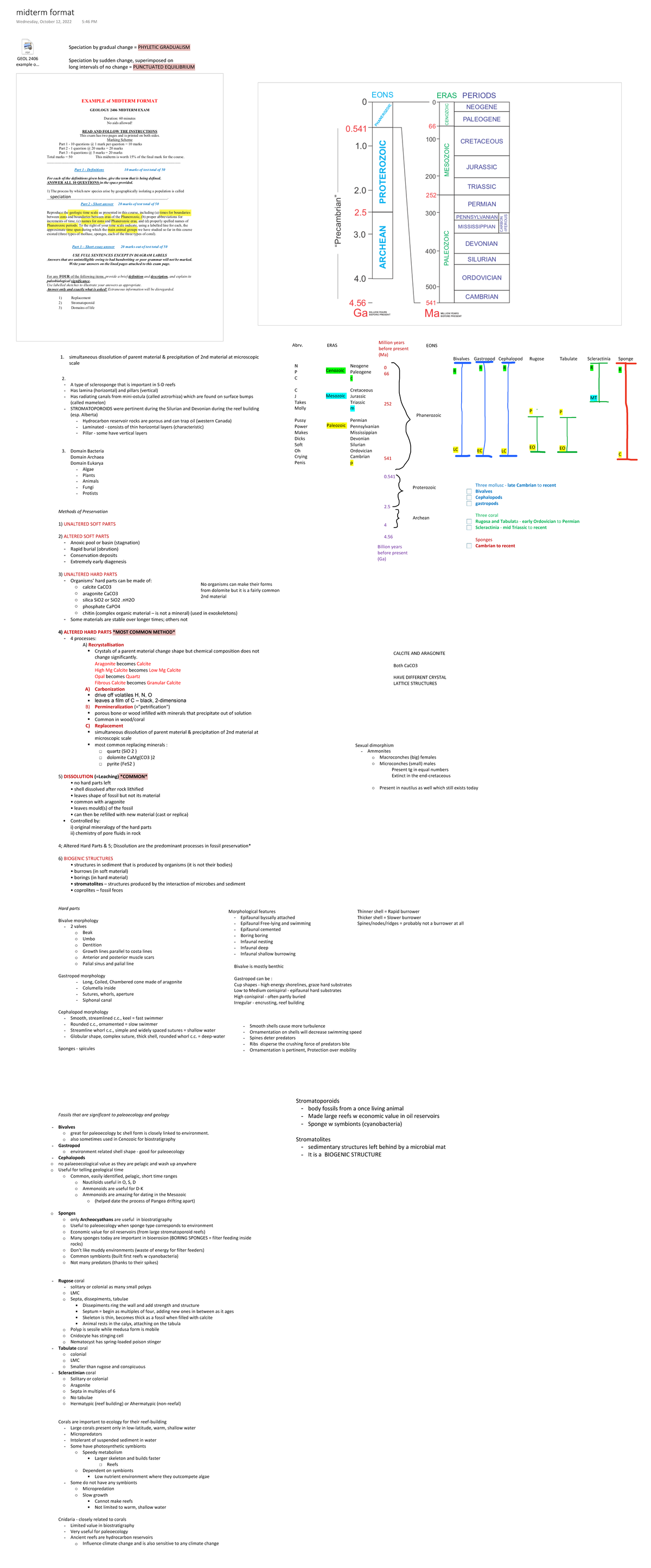 Midterm format - GEOL 2406 example o... speciation simultaneous ...