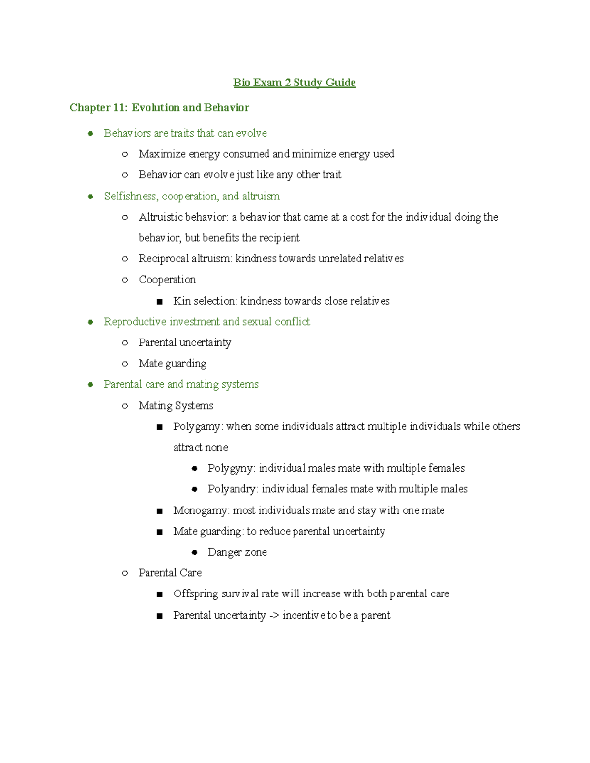 Bio 109 Exam 2 Studyguide - Bio Exam 2 Study Guide Chapter 11 ...