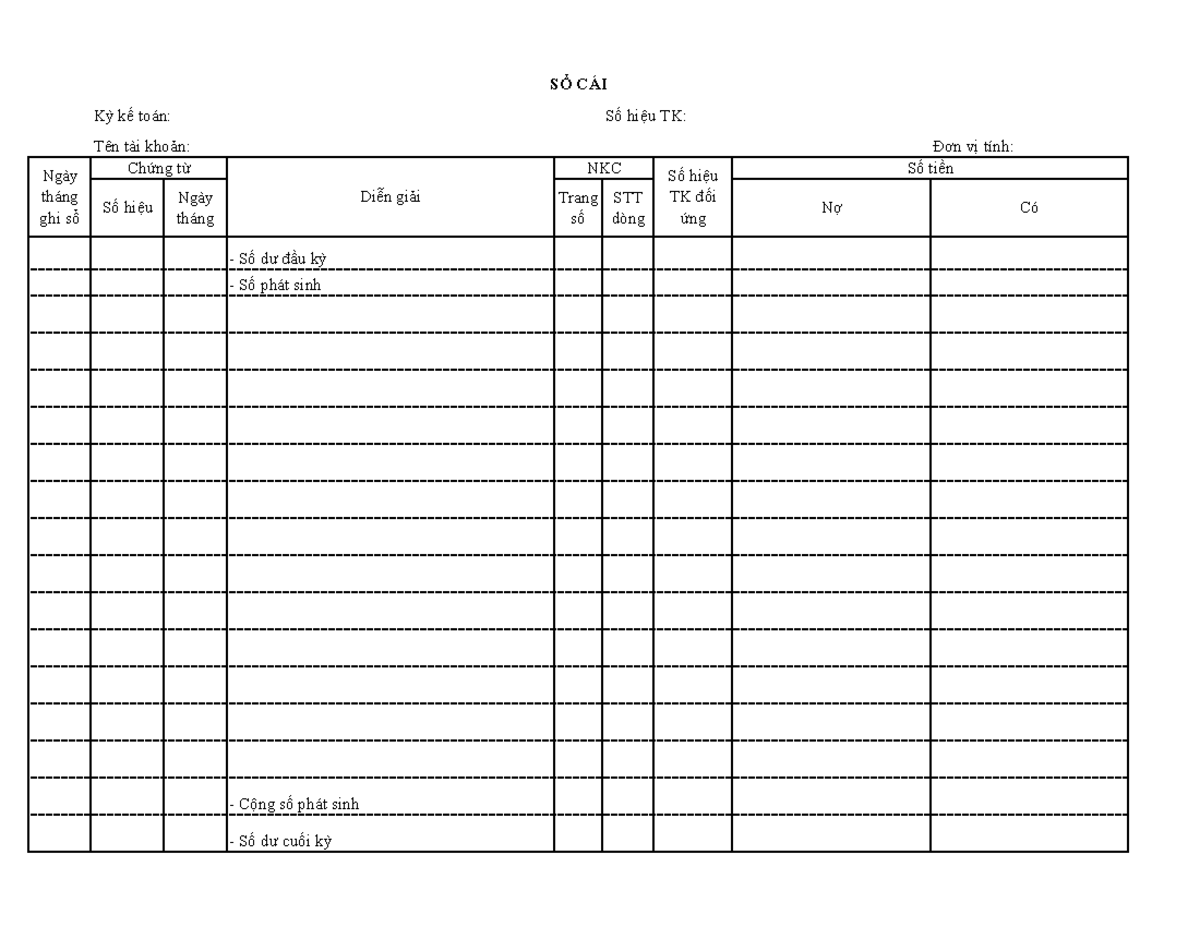 Mau so cai SV thuc hanh - Mau so cai SV thuc hanh - hệ thống thông tin kế toán - Kỳ kế toán: Số ...