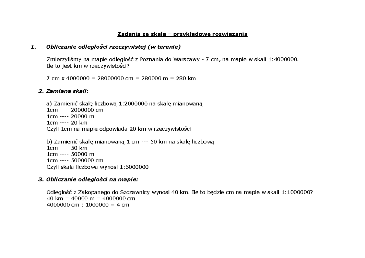 Zadania ze skala przykladowe rozwiazania 01 - Zadania ze skalą ...