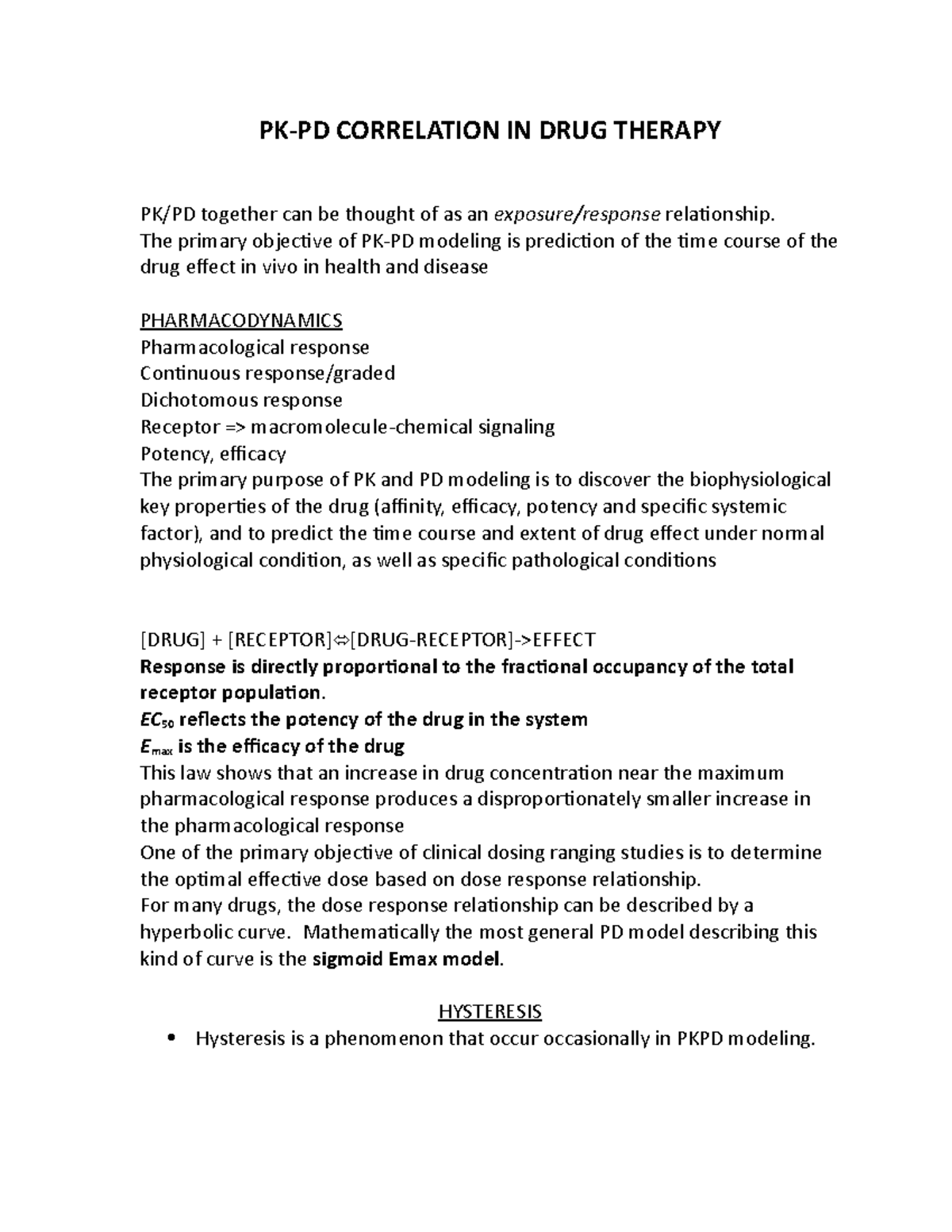Pharmacokinetic Models - PK-PD CORRELATION IN DRUG THERAPY PK/PD ...