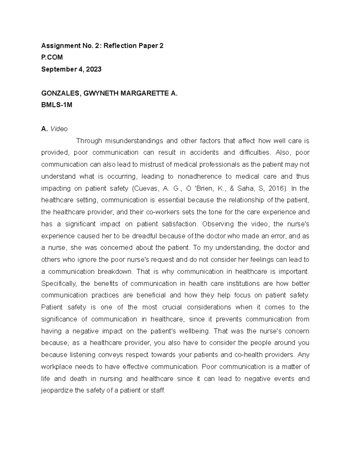 Reflection Paper 2 - Bsjduendjdie jsusiendiskdnrhd uduebe rurbr ru4br ...