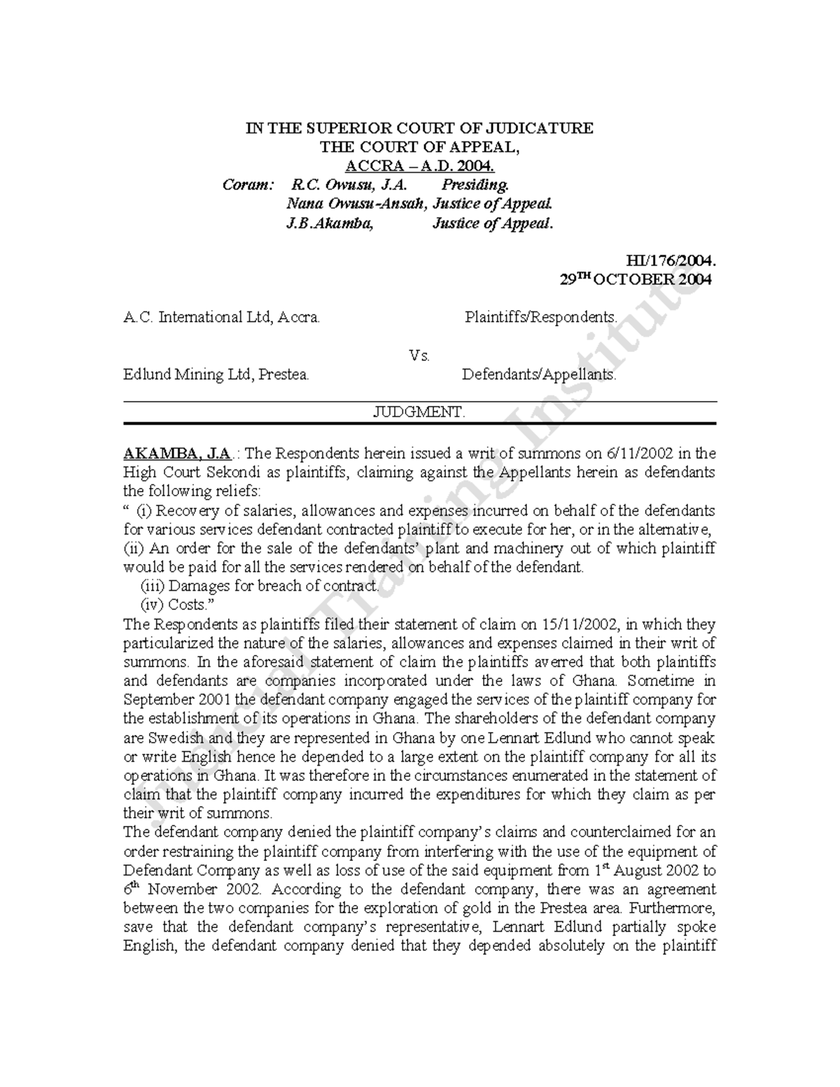 A - Supreme court judgments - IN THE SUPERIOR COURT OF JUDICATURE THE ...