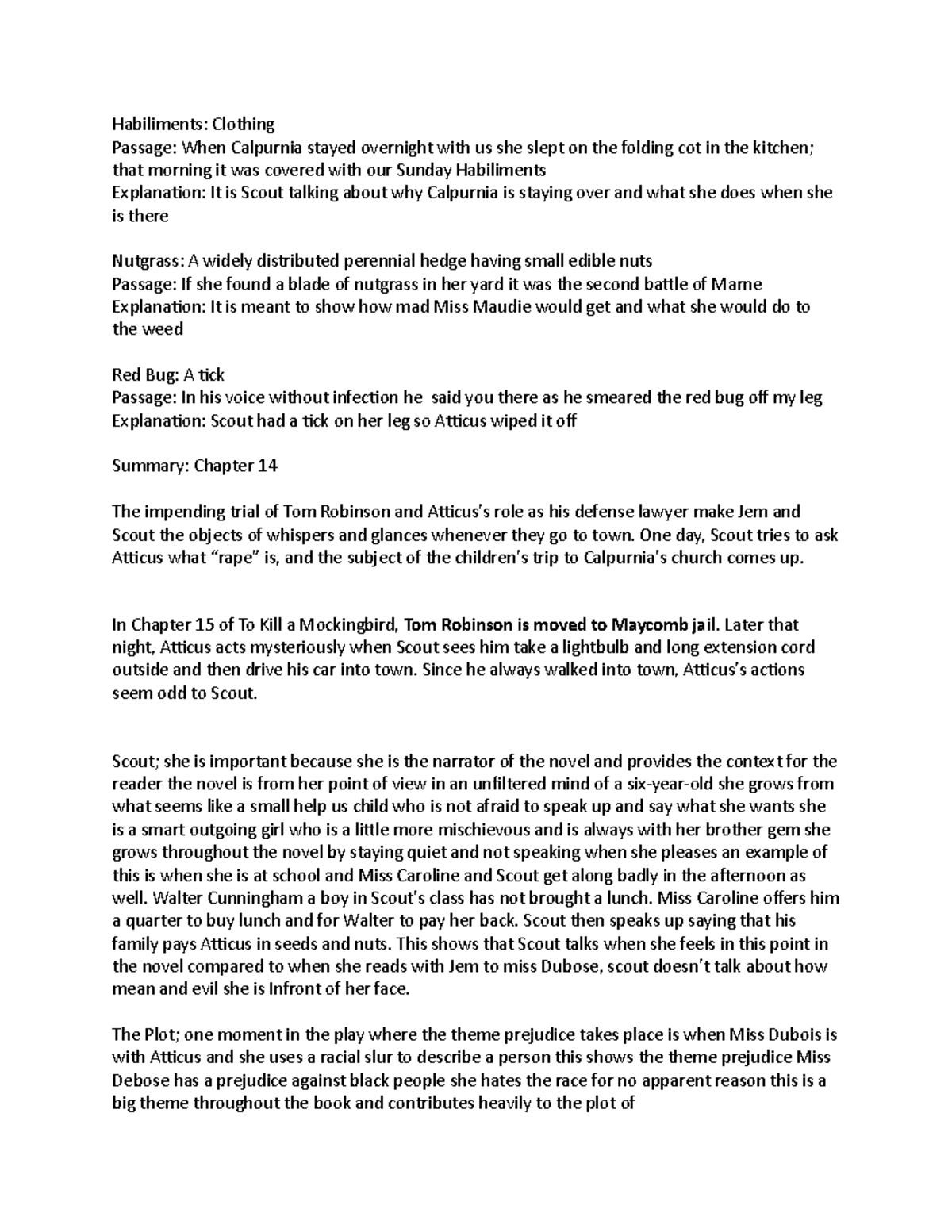 Habiliments - 11 U essay English - Habiliments: Clothing Passage: When ...