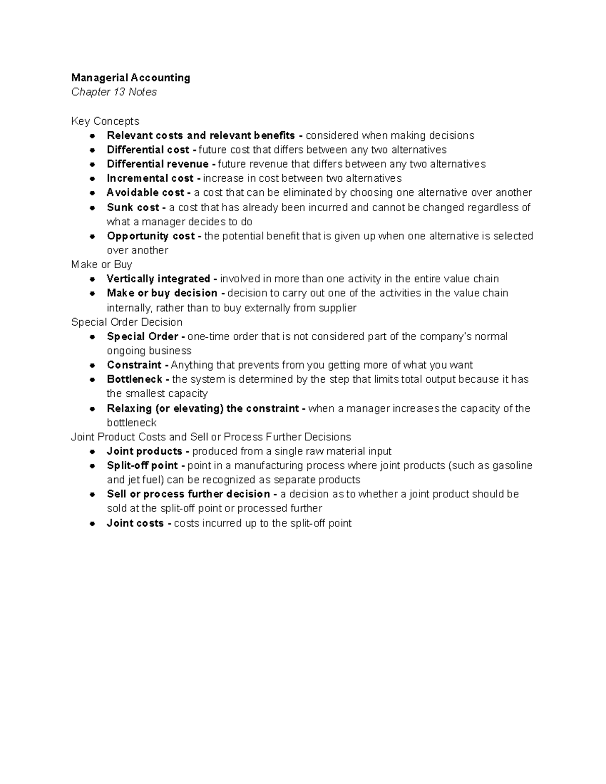 Chapter 13 - Managerial Accounting notes with Lucy Chen. - Managerial ...