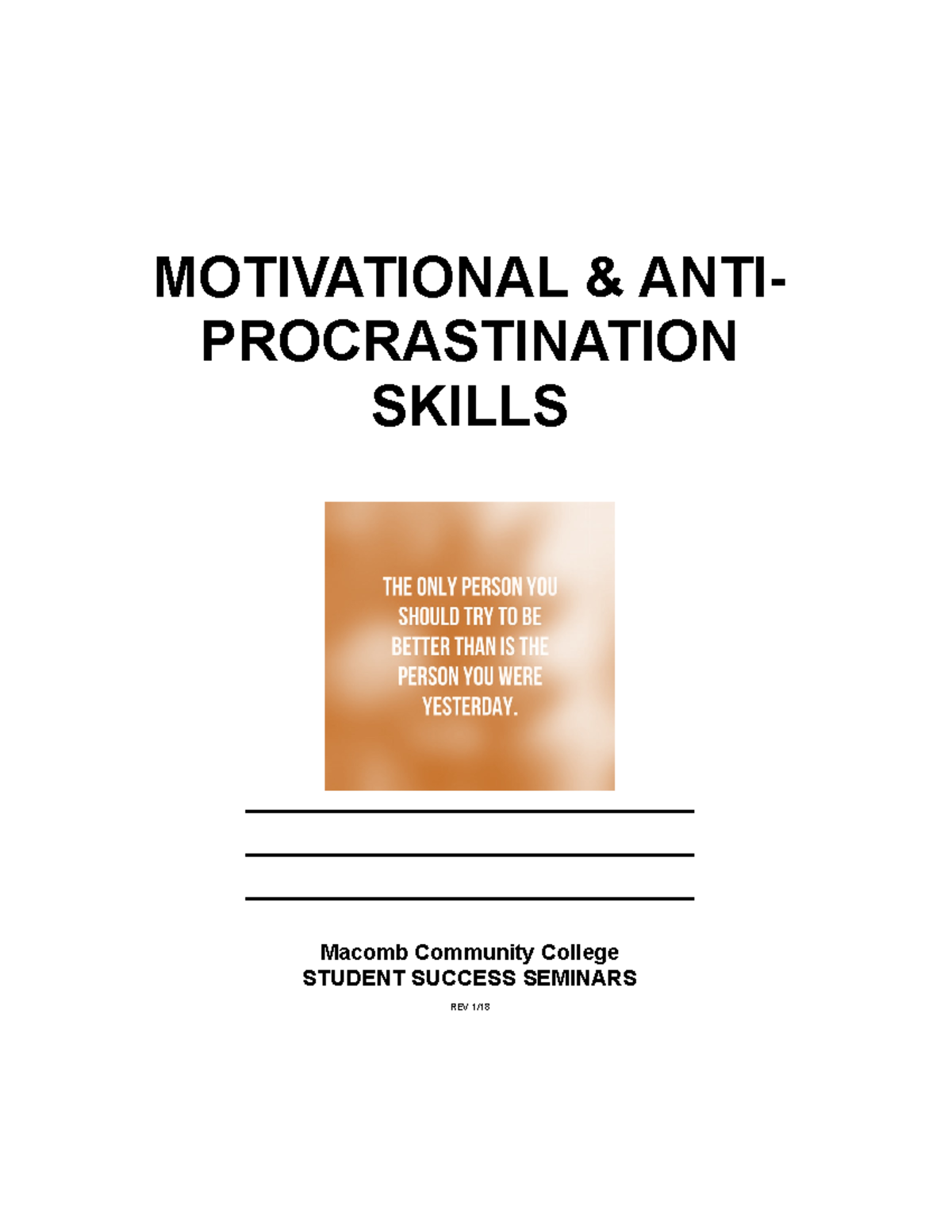 Motivation - Student Guide - MOTIVATIONAL & ANTI- PROCRASTINATION ...