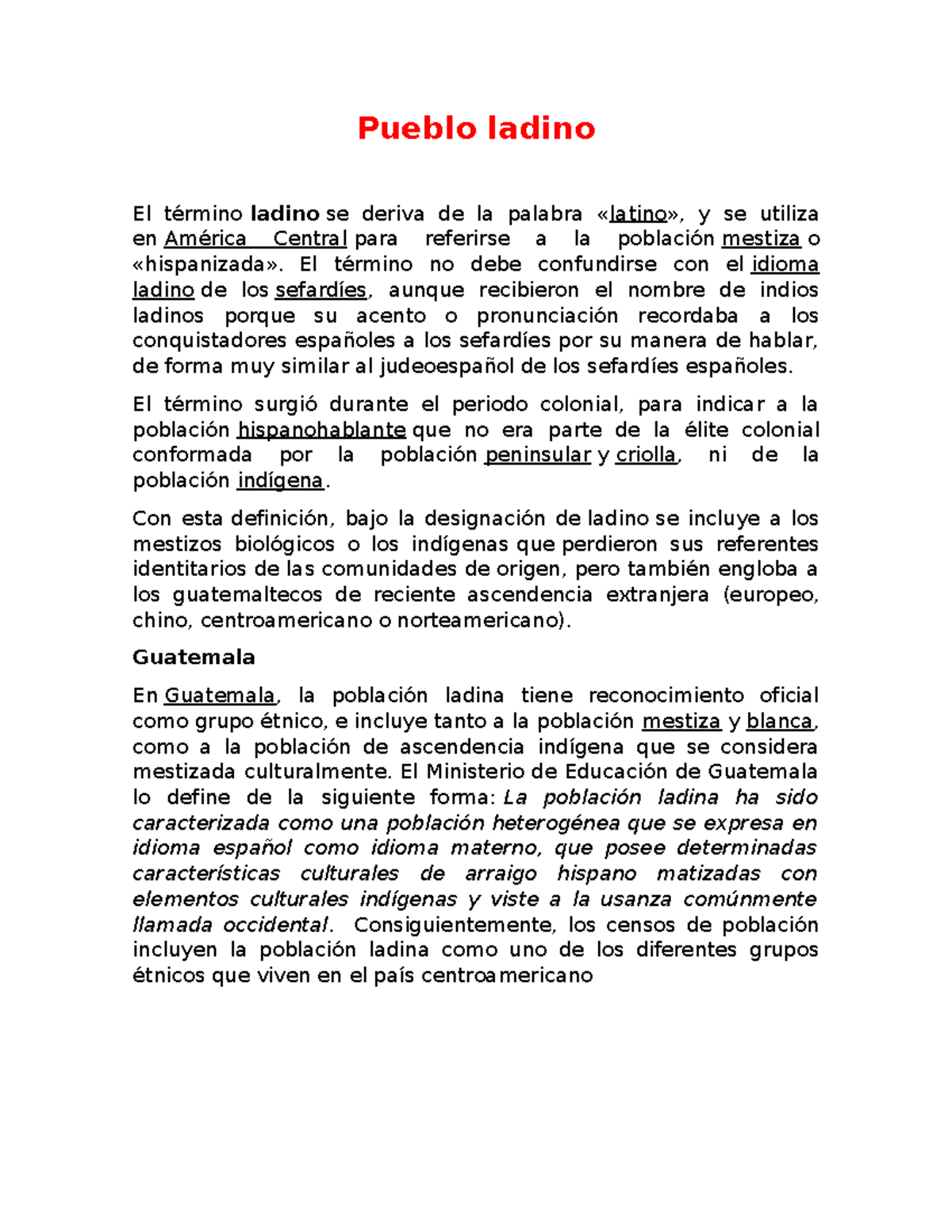 Pueblo ladino - culturas y costumbre - Pueblo ladino El término ladino ...