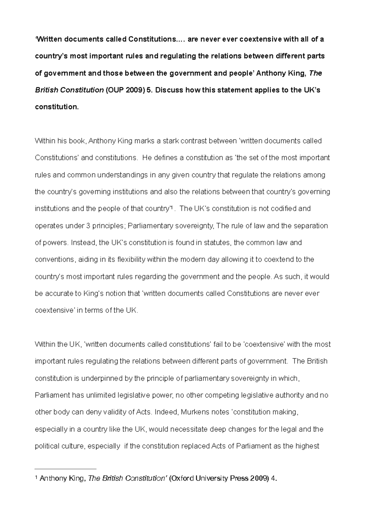 Constitutional and Administrative formative - ‘Written documents called ...