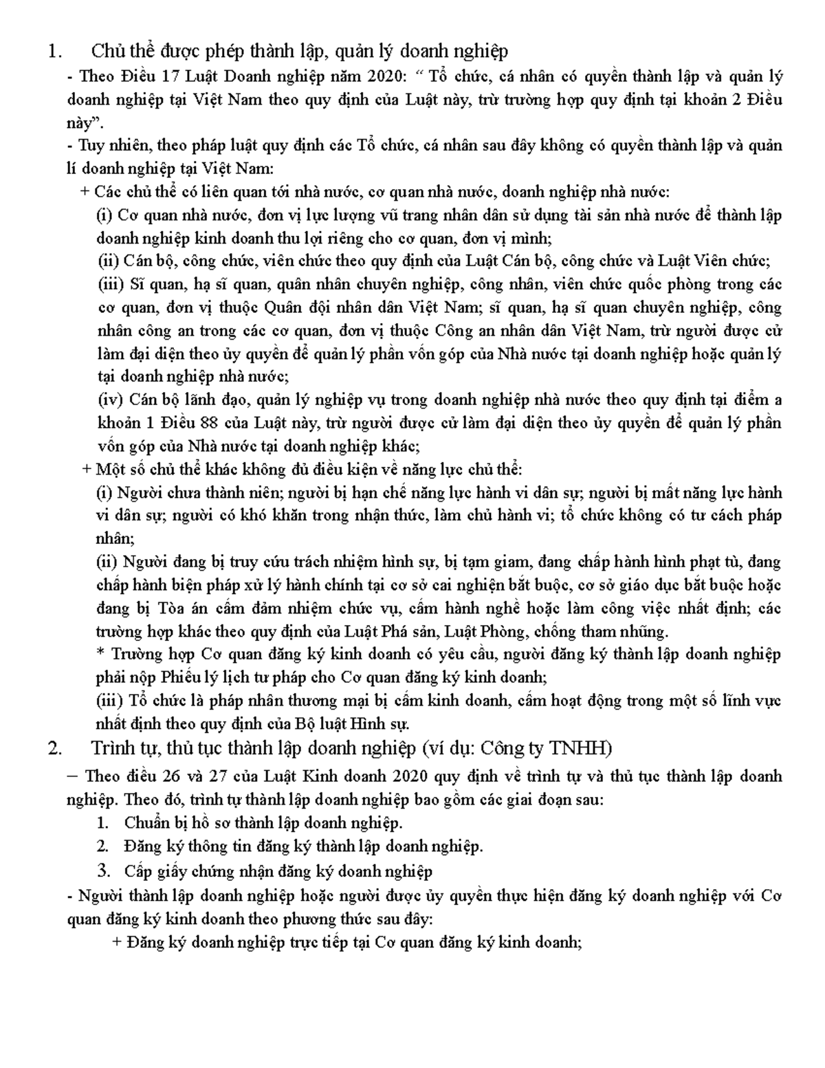 LKD - luật - 1. Chủ thể được phép thành lập, quản lý doanh nghiệp Theo ...