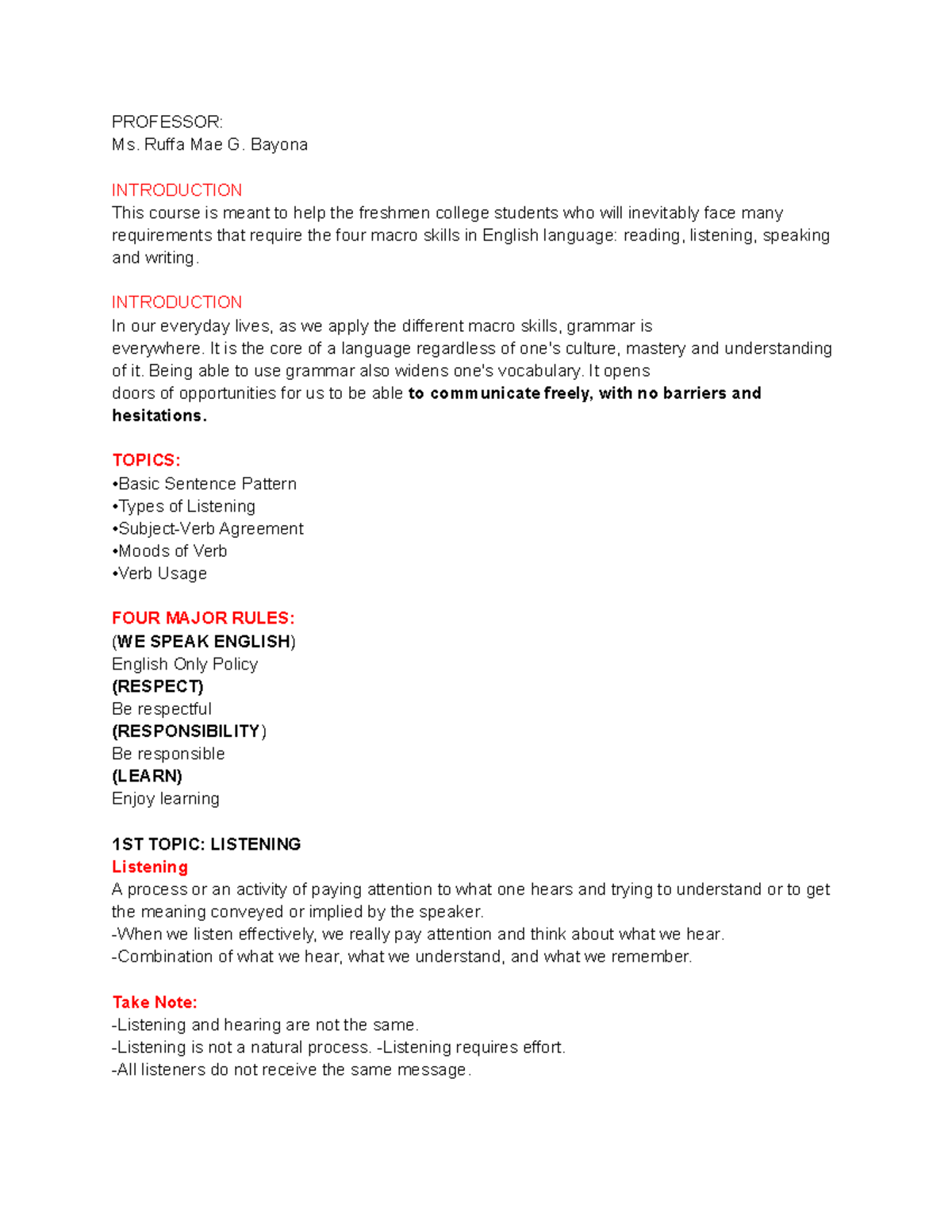 English Reviewer - goodluck - PROFESSOR: Ms. Ruffa Mae G. Bayona ...