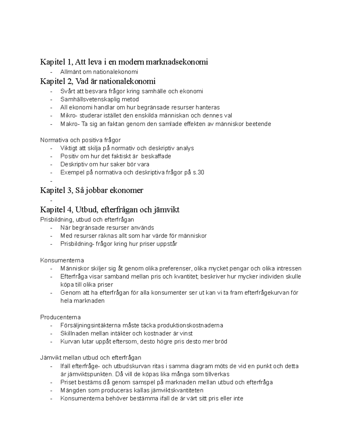 Modern Mikroekonomi - Kapitel 1, Att leva i en modern marknadsekonomi Allmänt om nationalekonomi ...