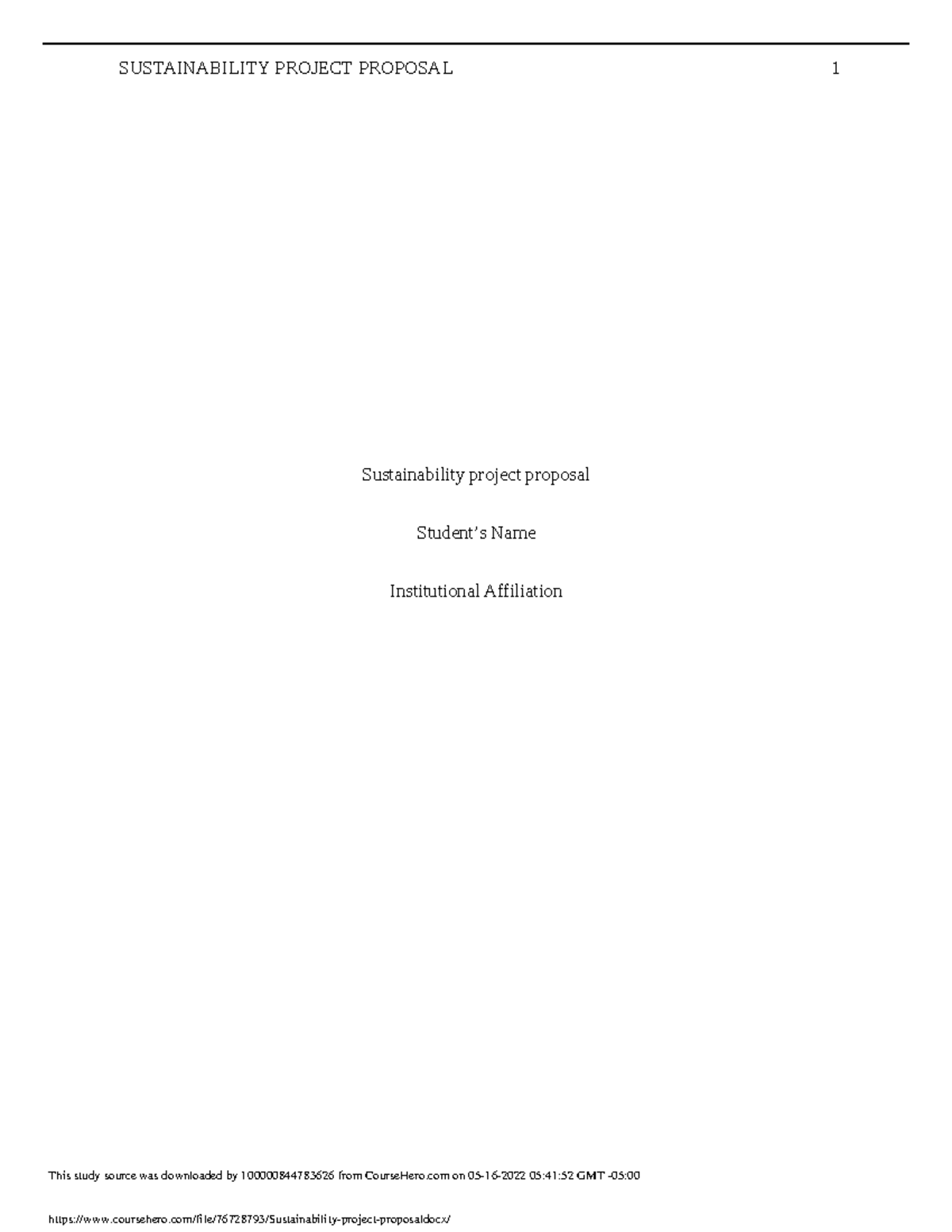 Sustainability project proposal - Sustainability project proposal ...