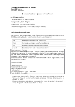 S11Virtual El texto argumentativo TA2 - COMPRENSIÓN Y REDACCIÓN DE TEXTOS II Tarea Académica 2 ...