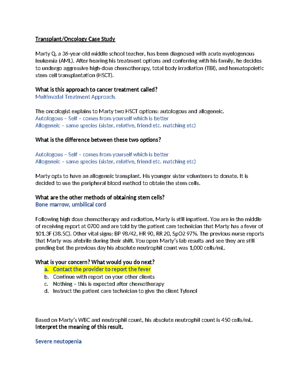 Transplant and Oncology Case Study - Transplant/Oncology Case Study ...