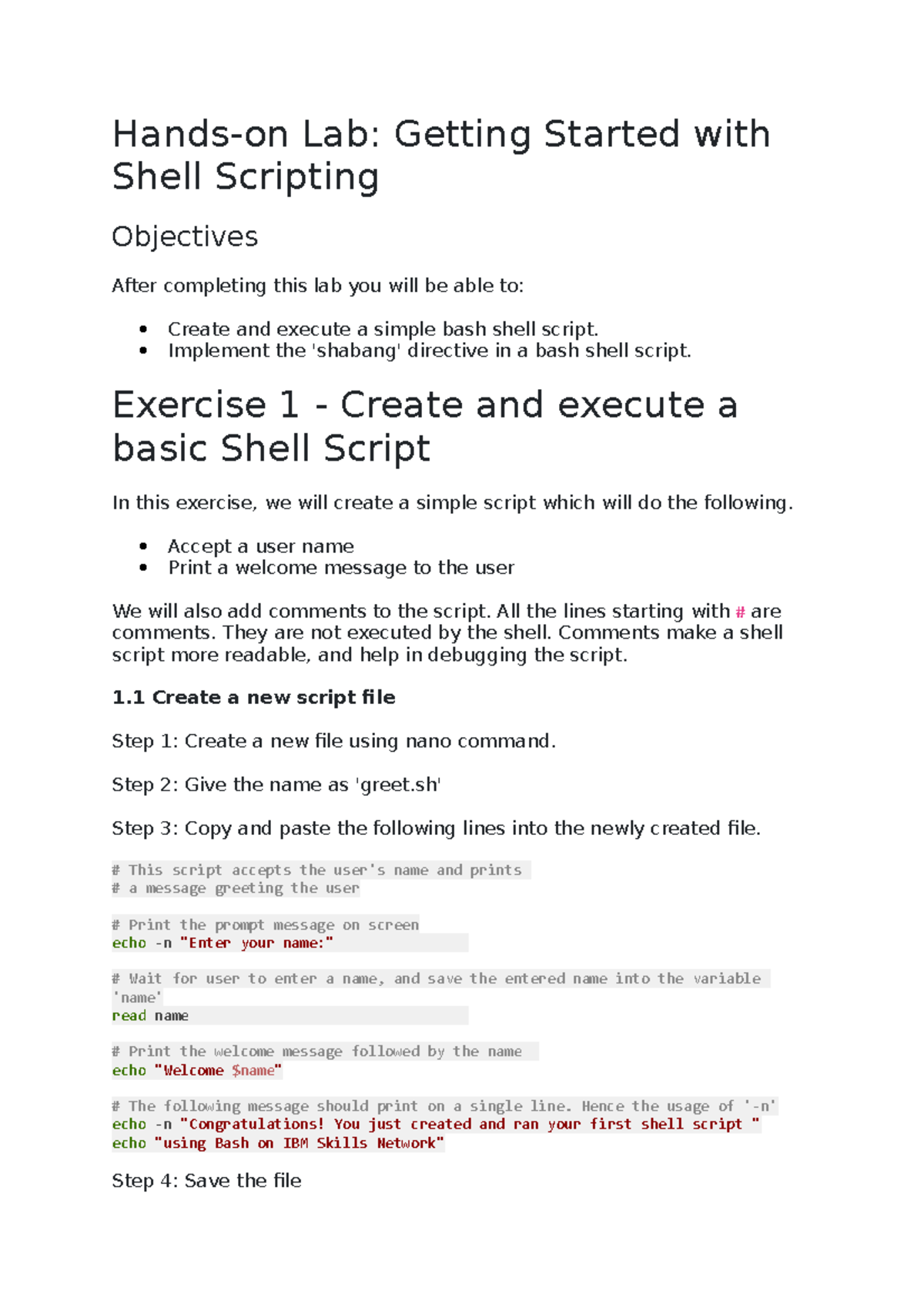Đề lab 05 - ubuhb - Hands-on Lab: Getting Started with Shell Scripting Objectives After ...