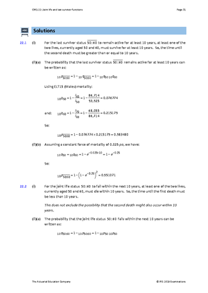 Contingency(Part1) - Jan 2023 - CM1-22: Joint life and last survivor ...