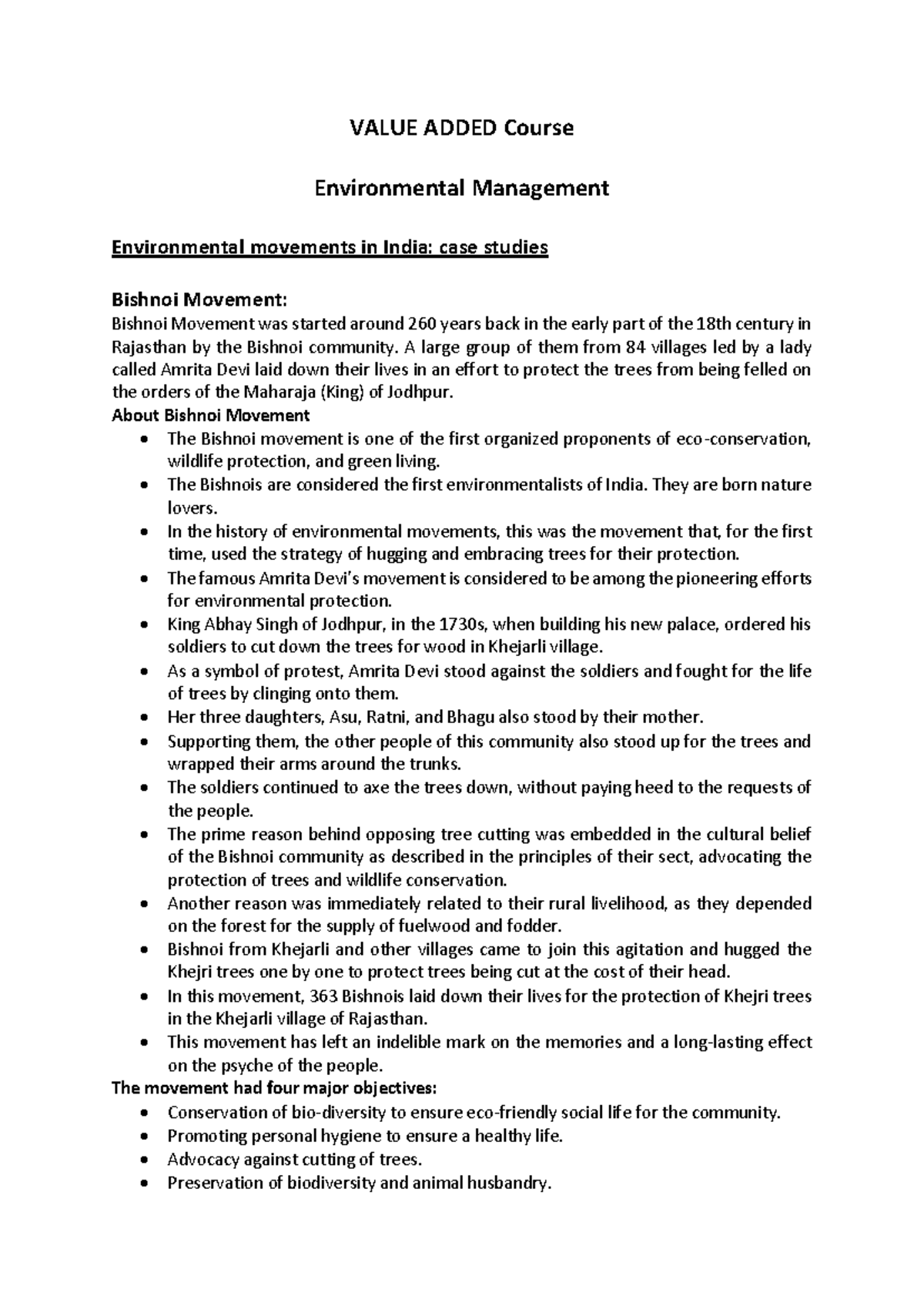 Environment Case Studies - VALUE ADDED Course Environmental Management ...