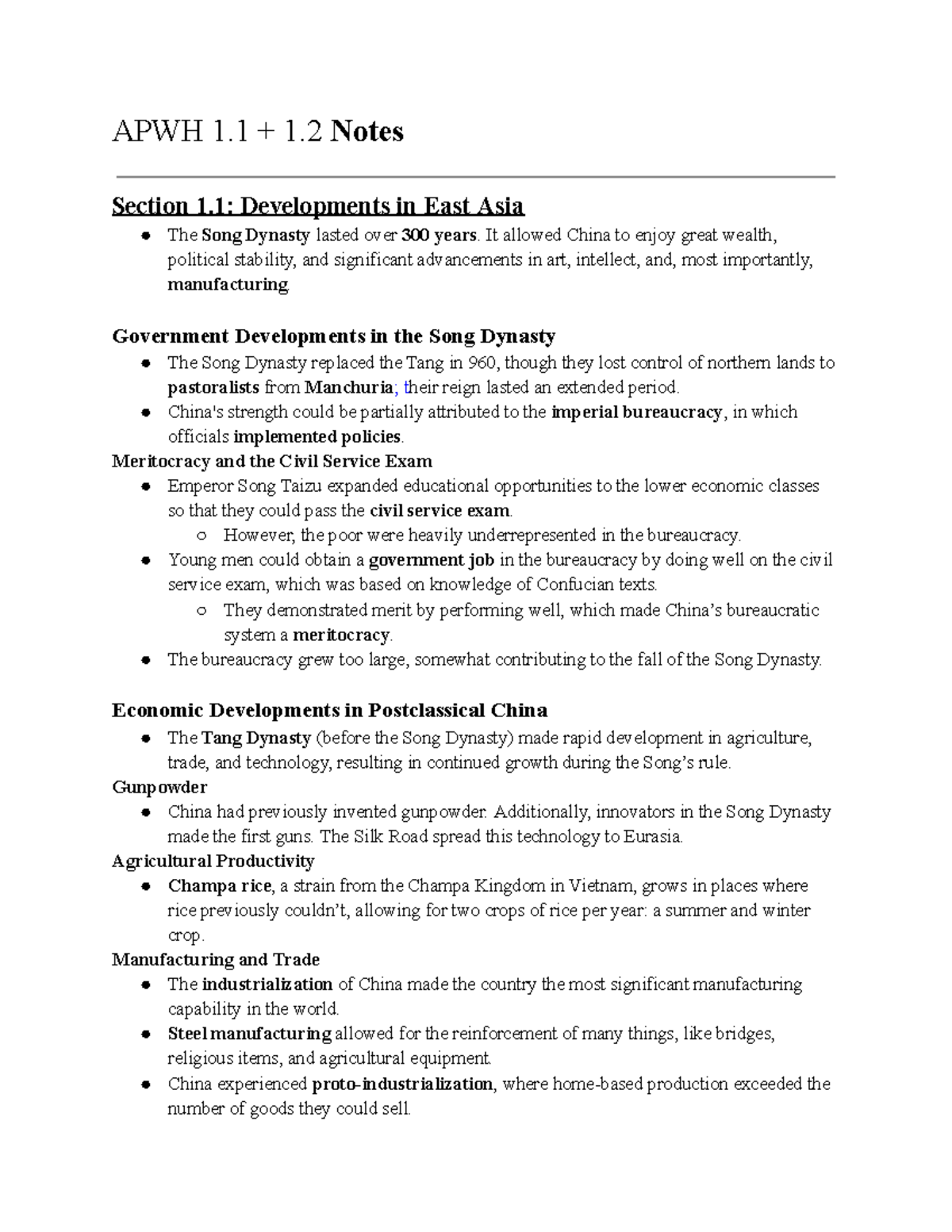 AP World 1.1 + 1.2 Notes - APWH 1 + 1 Notes Section 1: Developments in ...
