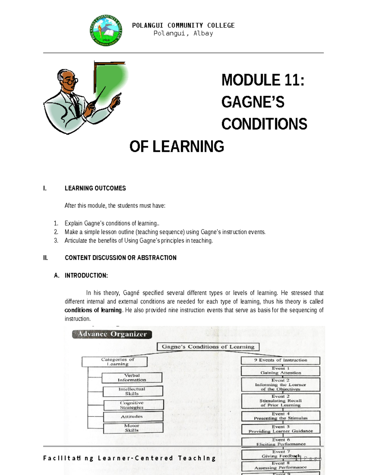 Module 11 Gagnes Condition of Learning - Polangui, Albay MODULE 11 ...