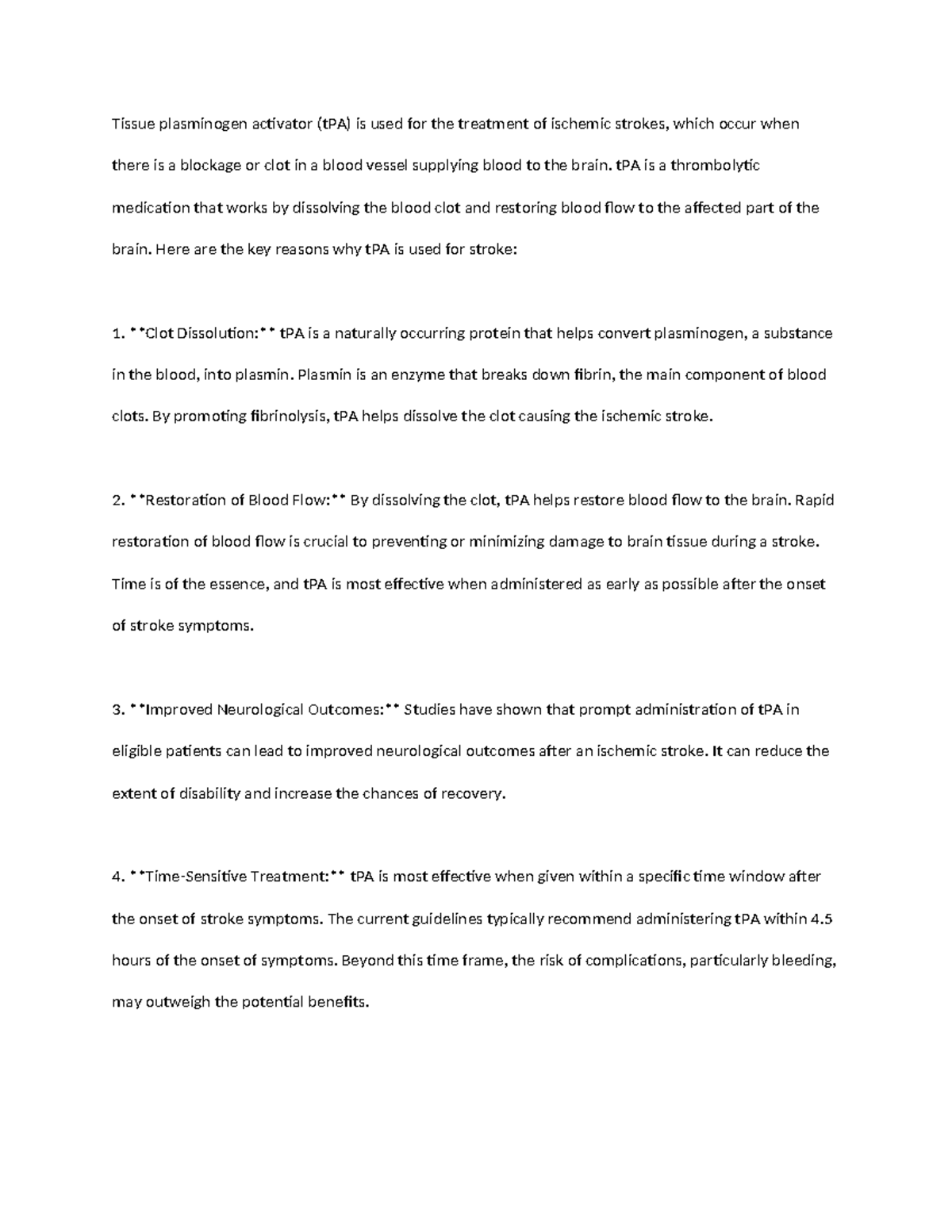 Tissue plasminogen activator - tPA is a thrombolytic medication that ...