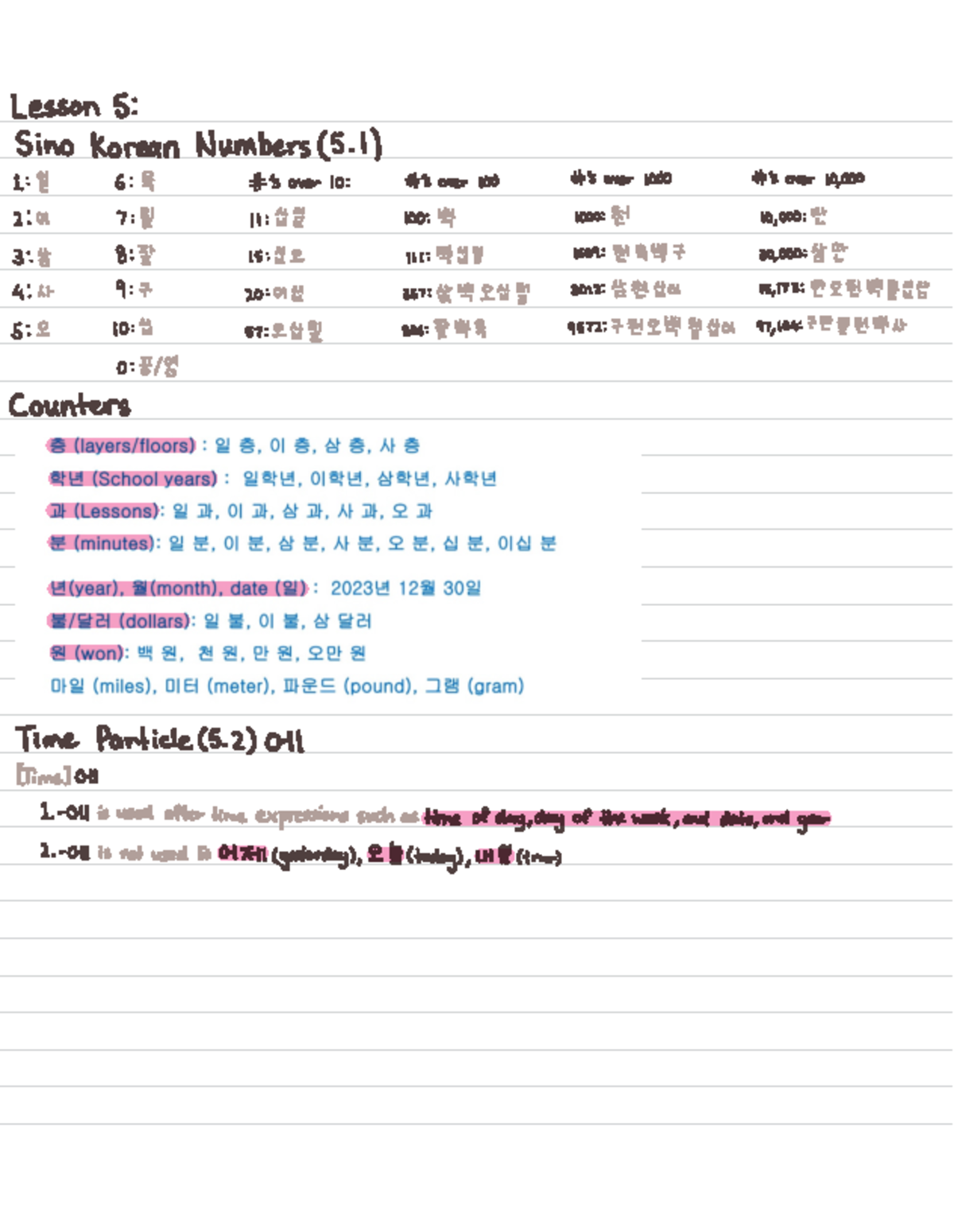 Lesson 1-8 Summary/Review Notes - Lesson 5 an Numbers (5 . 1) 1 : 6 ...