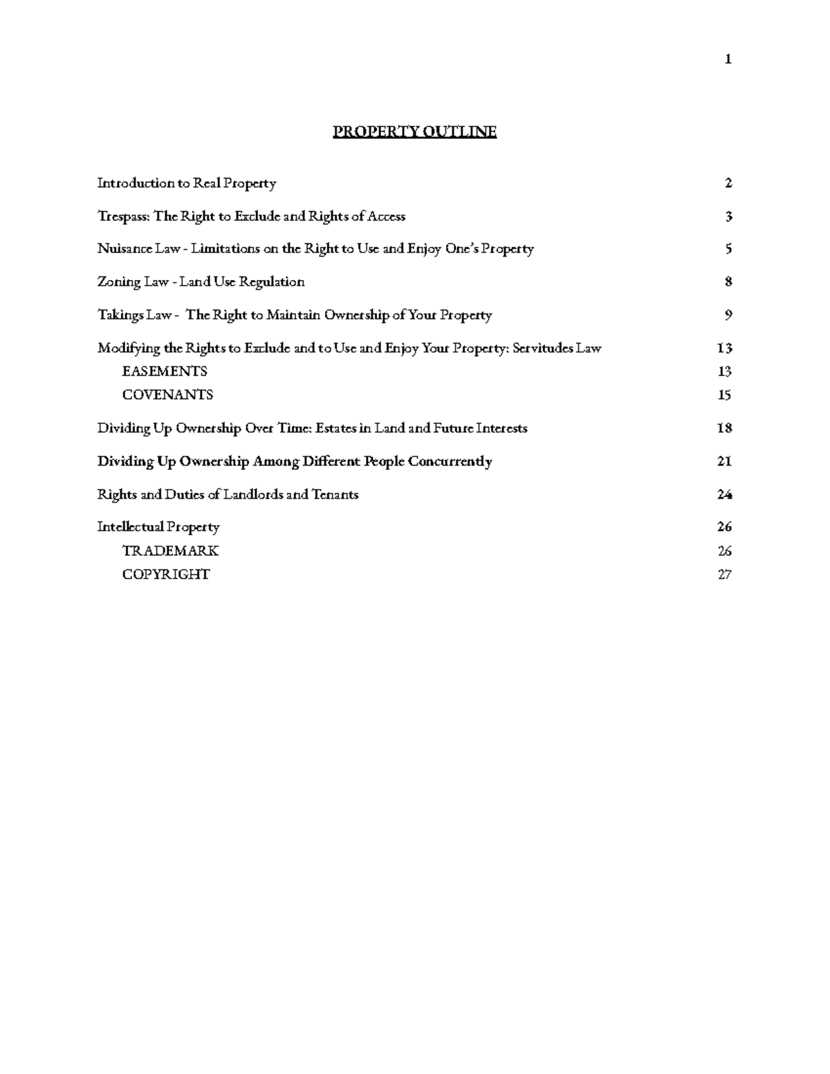 Property Outline - Nunziato (2022) - PROPERTY OUTLINE Introduction to ...