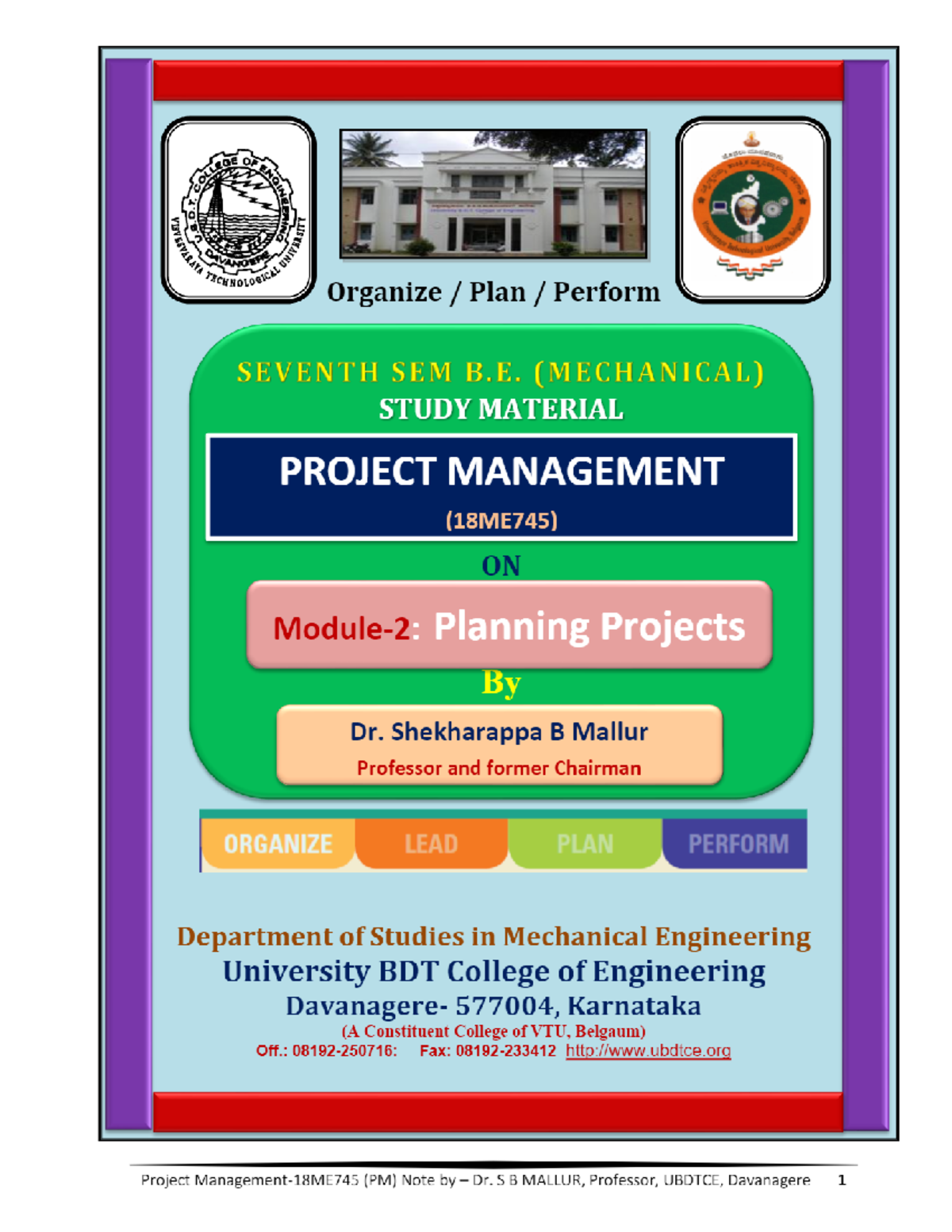 Module 02 Project Mananagement -2022 BY. Dr. S B Mallur - Smart Materials and MEMs - Studocu