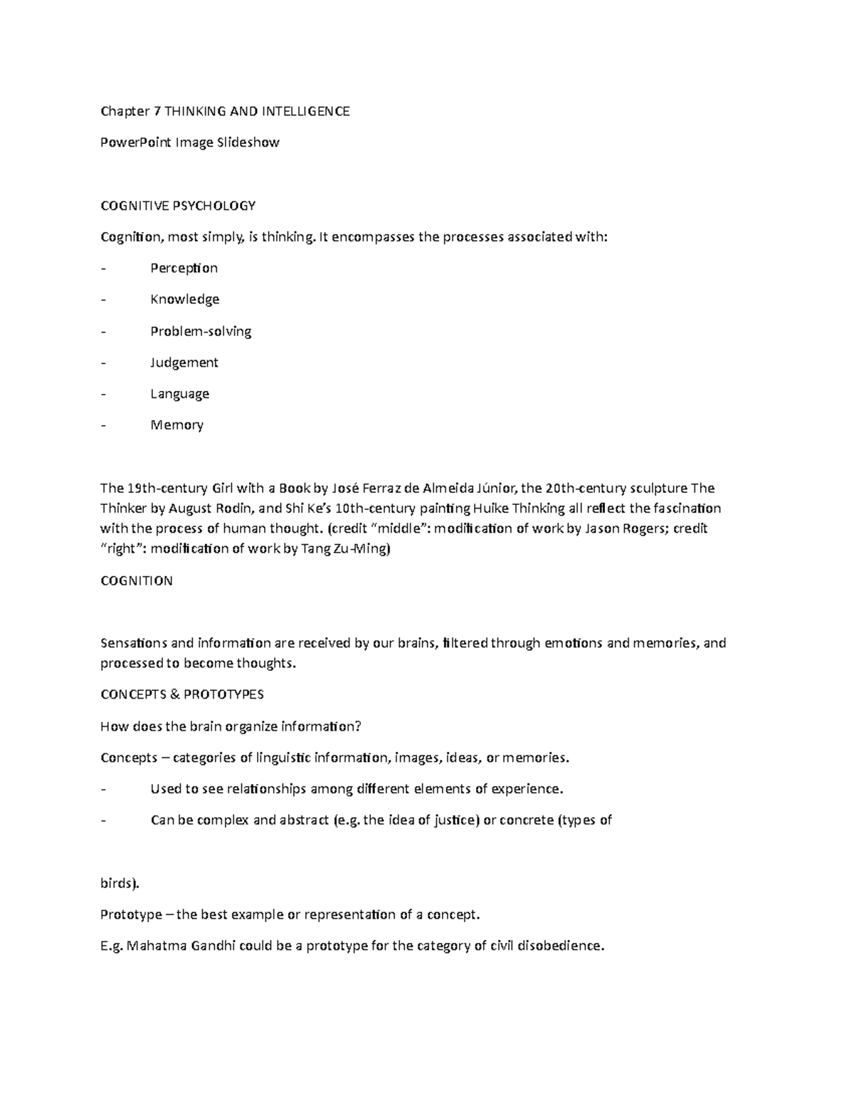 Chapter 7 Thinking AND Intelligence I - Chapter 7 THINKING AND ...