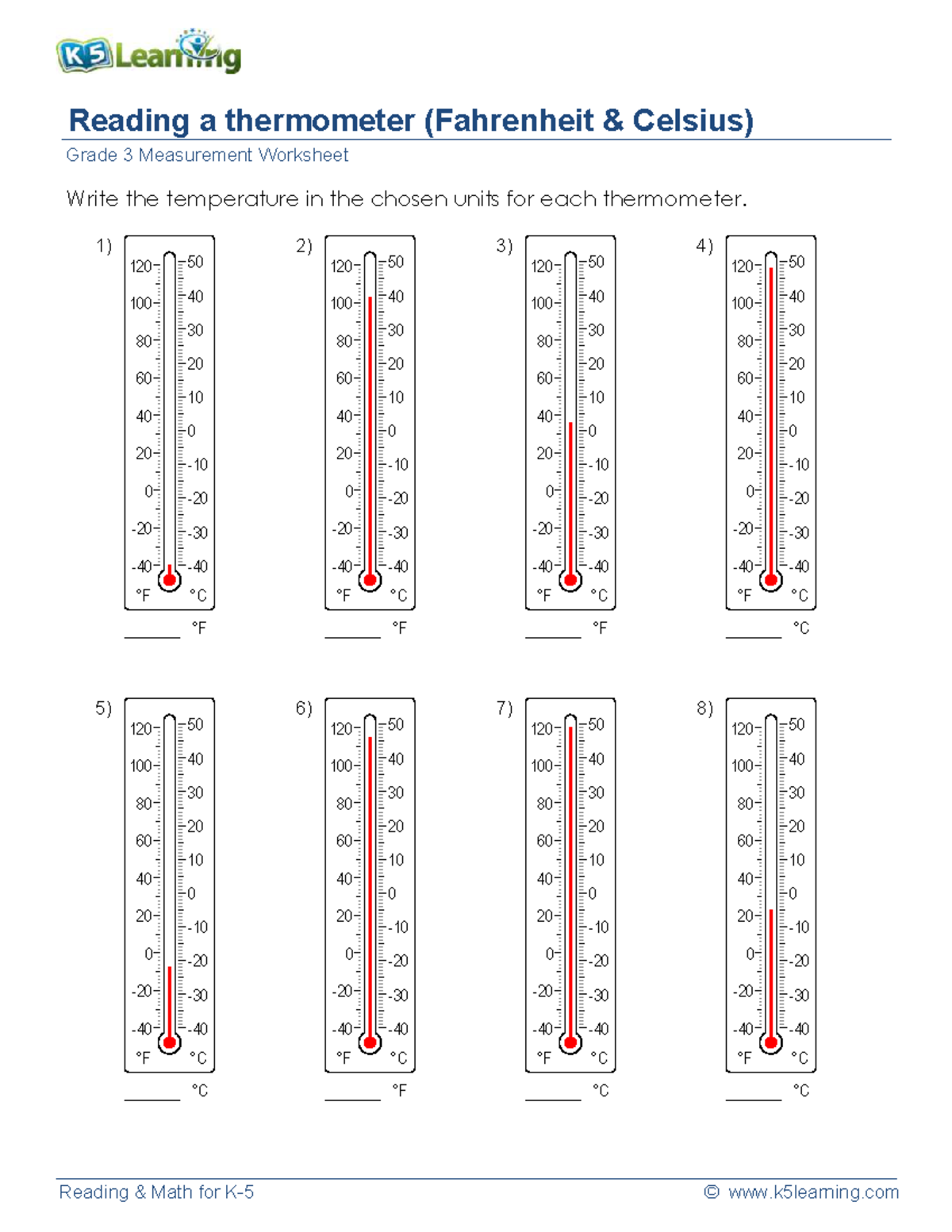 Grade 3 reading thermometer - Reading & Math for K-5 © k5learning ...