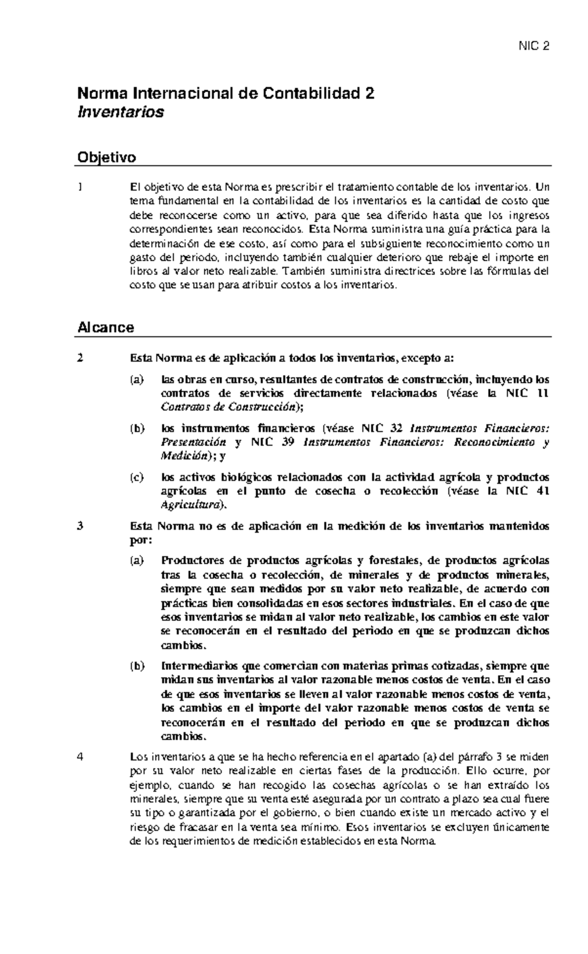 2 NIC - Habla sobre la nic 2 - Norma Internacional de Contabilidad 2 ...