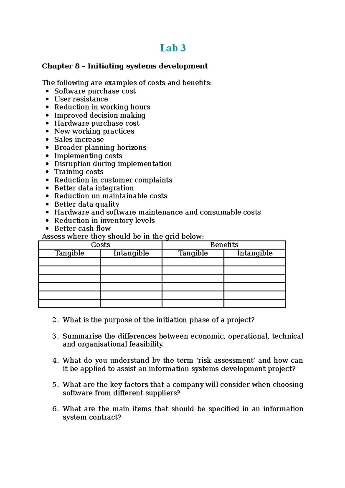 CD4000 - Lab 3 - Lab 3 - Lab 3 Chapter 8 – Initiating systems ...