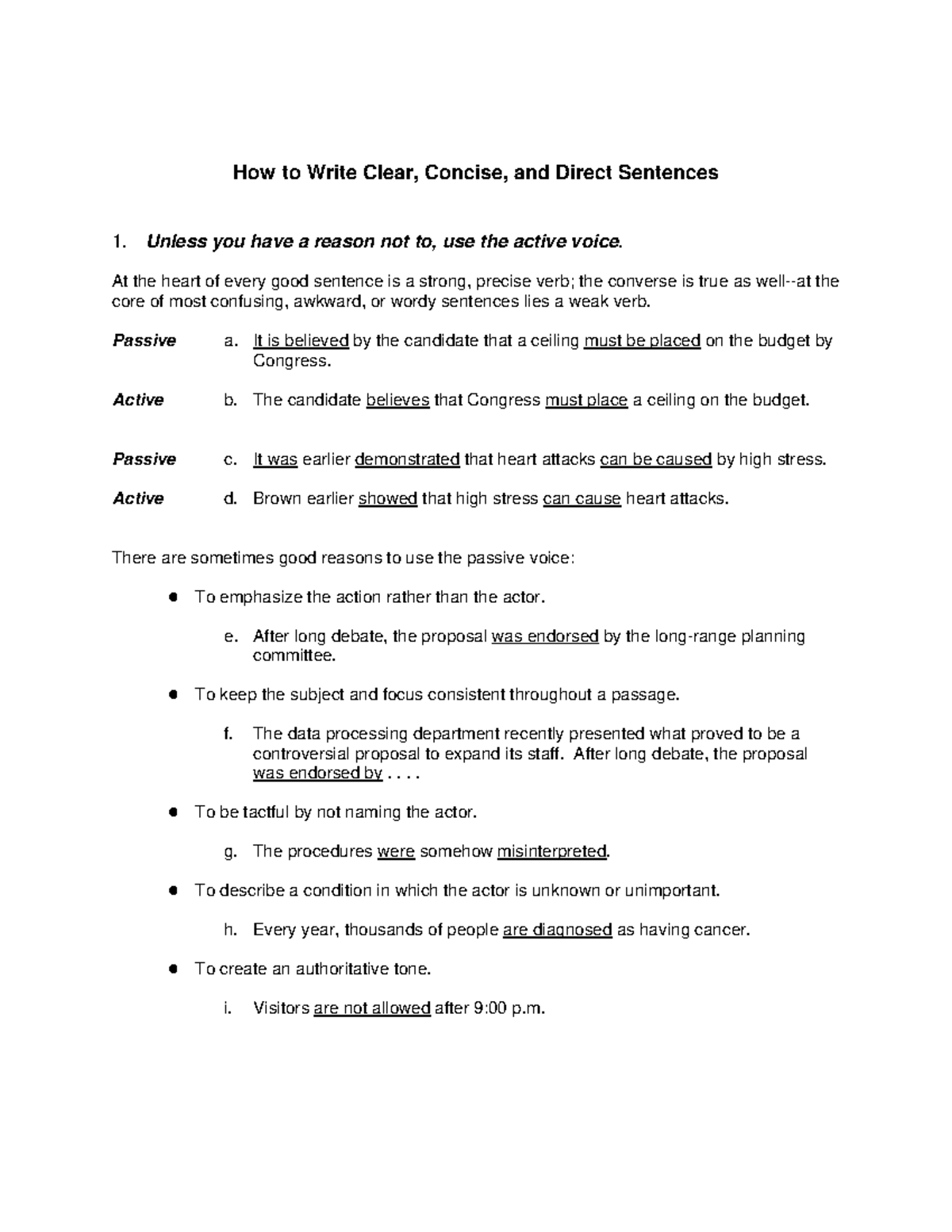 Concise writing doc - How to Write Clear, Concise, and Direct Sentences ...