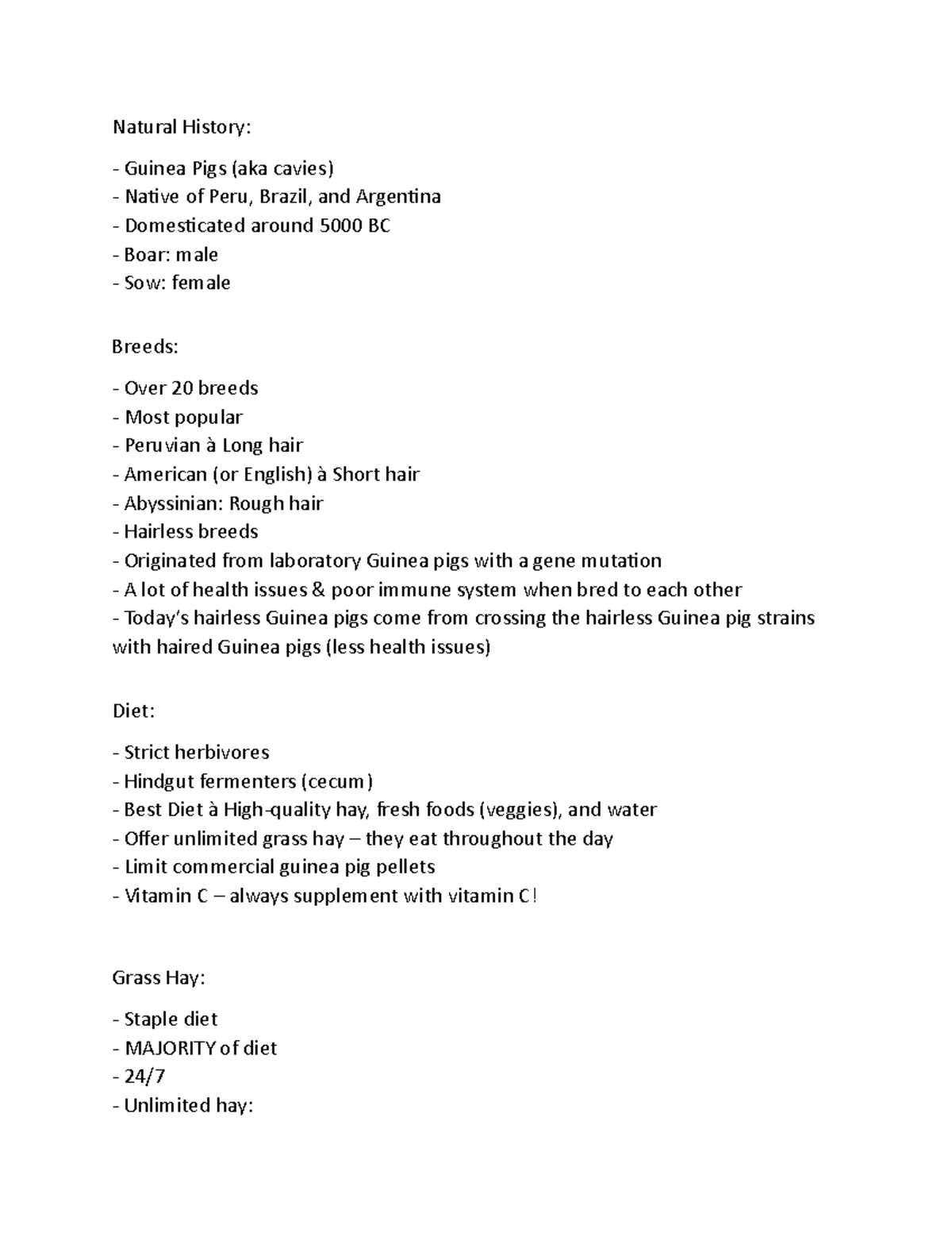 Exotics and Small Mammals - Natural History: Guinea Pigs (aka cavies ...